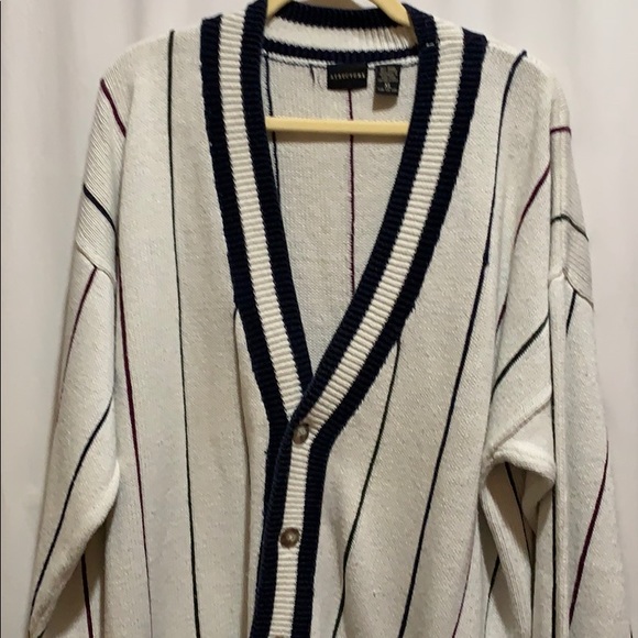 Structure | Sweaters | Vtg Structure Cardigan Sweater Sz Xl Whtstripe ...